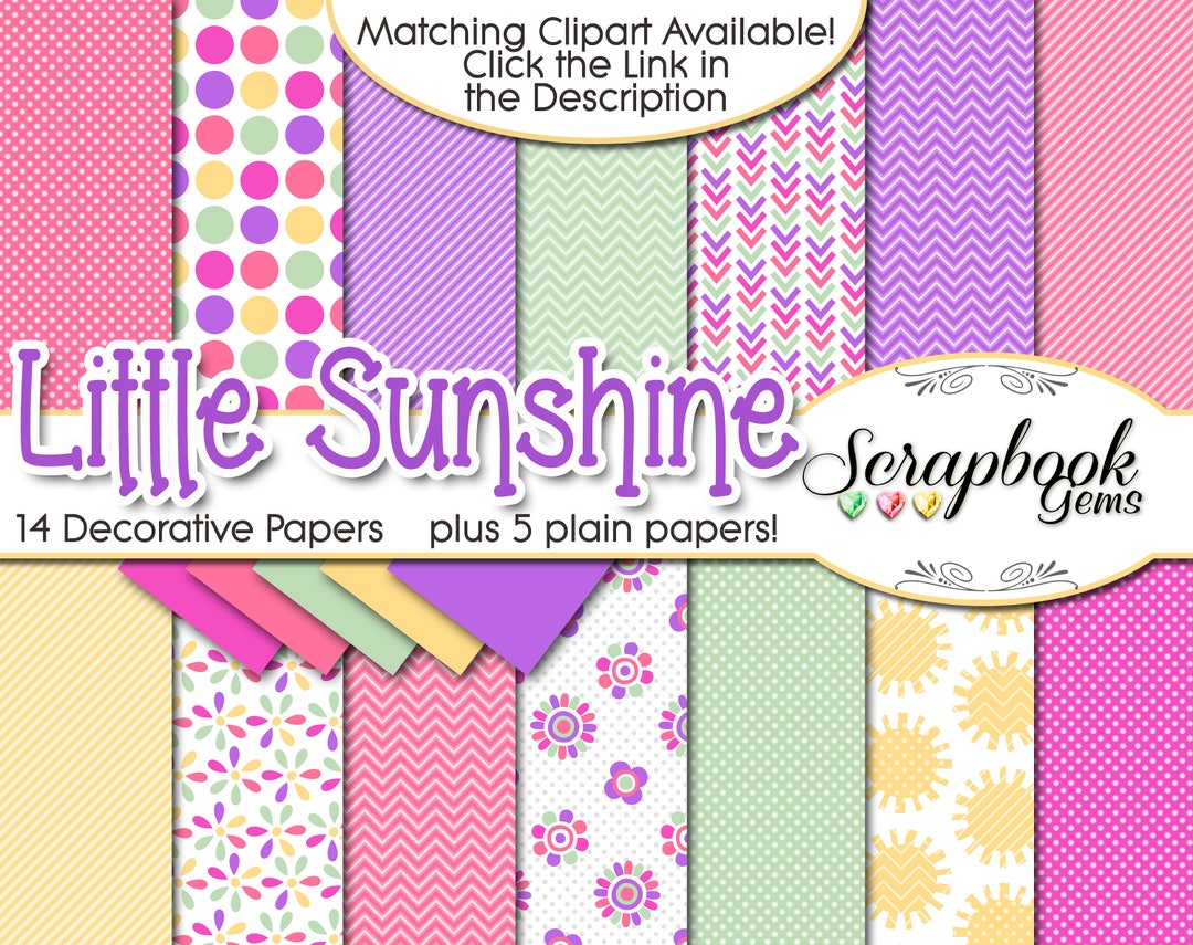 LITTLE SUNSHINE Digital Papers, 19 Pieces, 12" X 12", High Quality ...