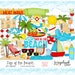 Day at the Beach Clipart & Papers Kit, 29 Png Clipart Files, 20 Jpeg ...