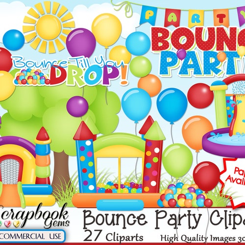 BOUNCE PARTY Clipart 27 Png Clipart Files Instant Download - Etsy