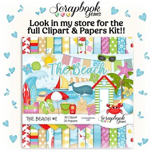 THE BEACH (kit #2) Clipart, 30 Png Clipart Files, Instant Download Kid ...