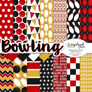 BOWLING Clipart and Papers Kit, 22 Png Clip Arts, 18 Jpeg Papers ...