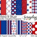Patriotic Red & Blue Digital Papers, 18 Pieces, 12 X 12, High Quality ...