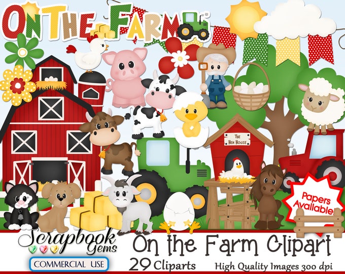 ON THE FARM Clipart 29 Png Clipart Files Instant Download | Etsy