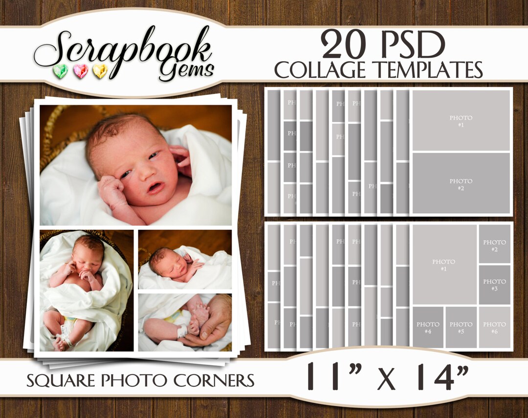 TWENTY 20 11 X 14 Digital Photo Collages / Storyboard Templates, PSD ...