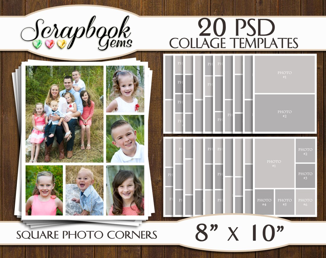 TWENTY 20 8 X 10 Digital Photo Collages / Storyboard Templates, PSD ...