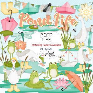 POND LIFE Clipart & Papers Kit, 29 Png Clipart Files, 24 Jpeg Paper ...