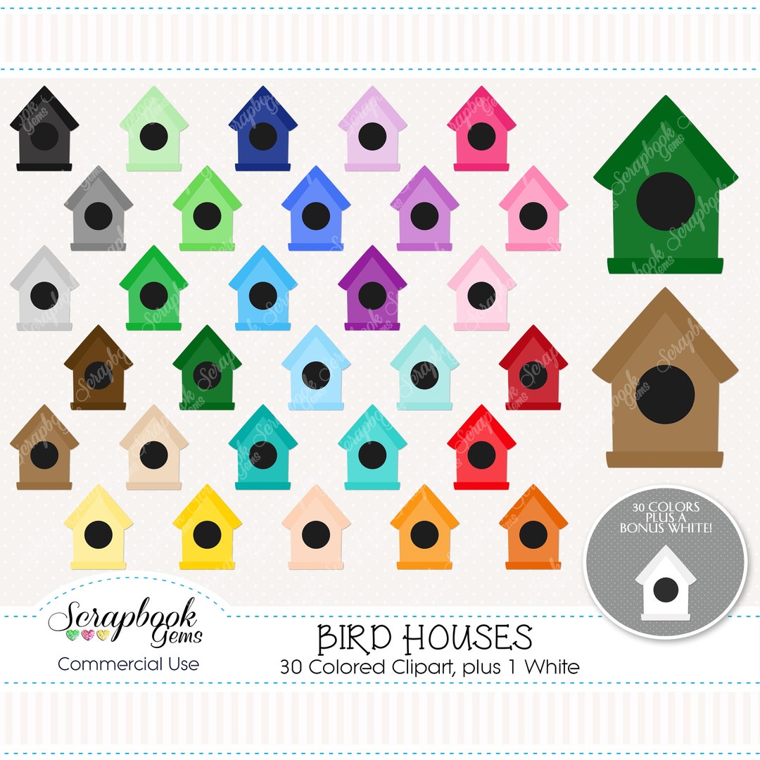 BIRD HOUSE Clipart, 31 Png Clipart Files Instant Download Birthday ...