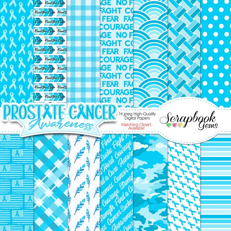 PROSTATE Cancer Awareness Clipart & Papers Kit, 22 Png Clipart Files ...