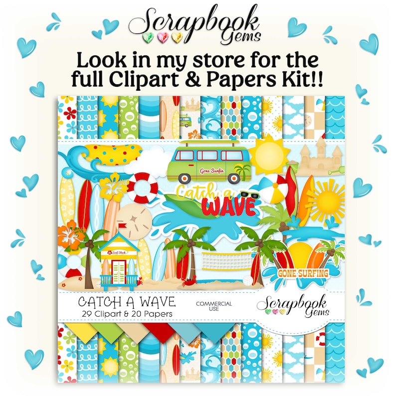 CATCH A WAVE Clipart, 29 Png Clipart Files Instant Download Surf ...