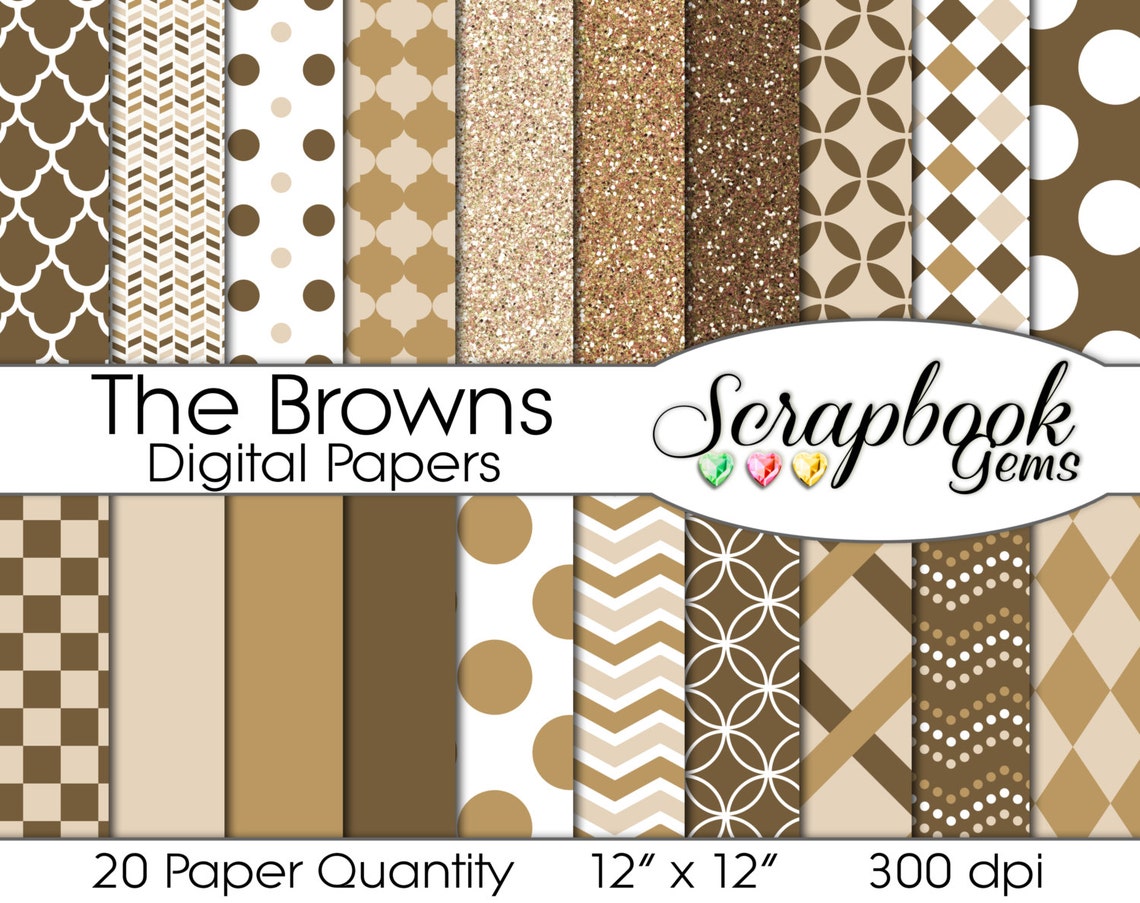 THE BROWNS Coordinated Digital Papers 20 Papers 12 X - Etsy