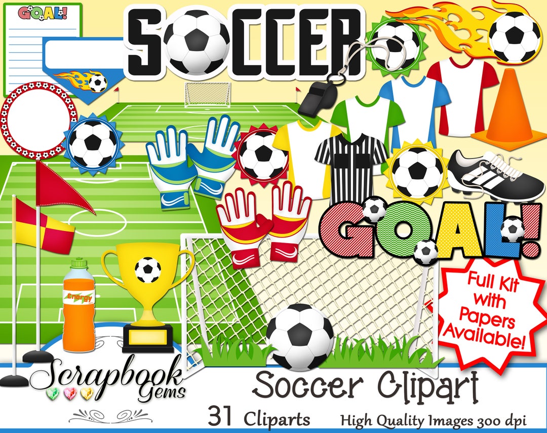 SOCCER Clipart, 31 Png Clipart Files Instant Download Sports Soccer ...