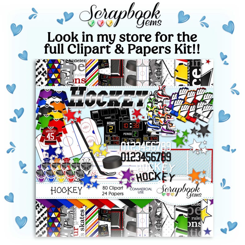 HOCKEY Digital Papers, 24 Pieces, 12" X 12", High Quality Jpegs Instant ...
