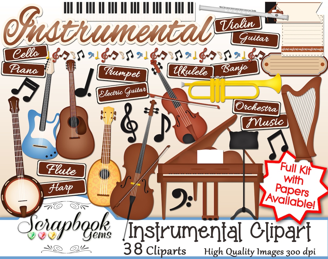 INSTRUMENTAL Clipart, 38 Png Clipart Files Instant Download Tags Piano ...