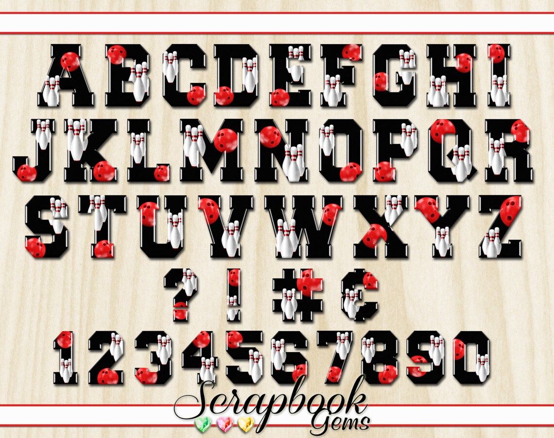 Sports Bowling Letters & Numbers Digital Clipart 40 High - Etsy