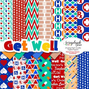 GET WELL Hospital Clipart & Papers Kit, 28 Png Clip Arts, 20 Jpeg ...