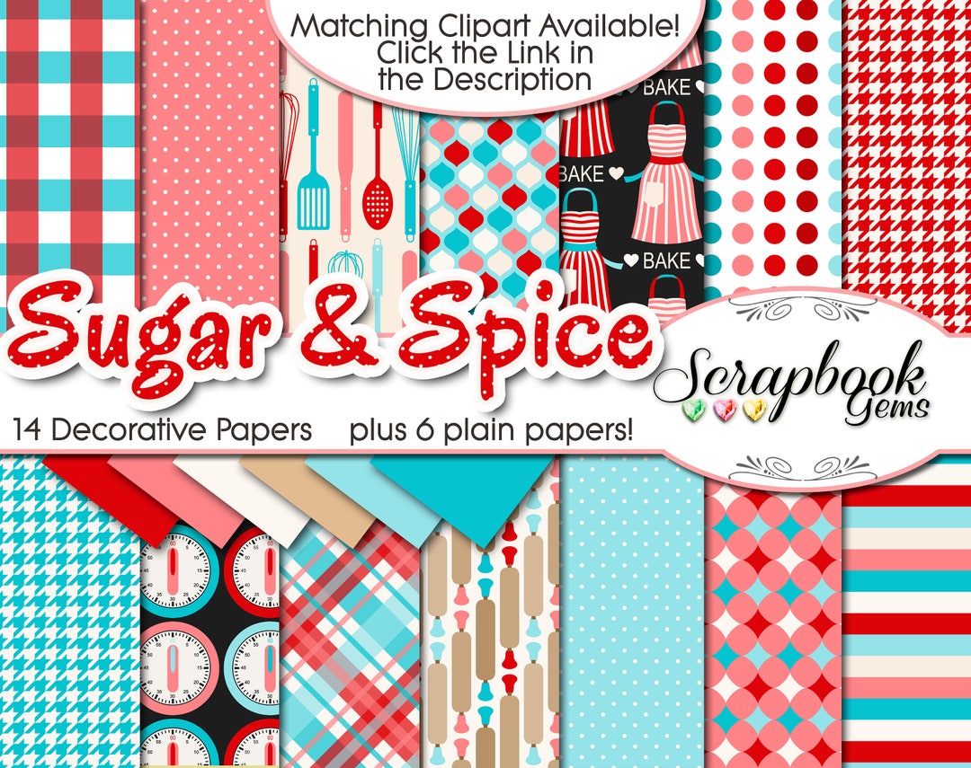 SUGAR & SPICE Digital Papers, 20 Pieces, 12 X 12, High Quality Jpegs ...