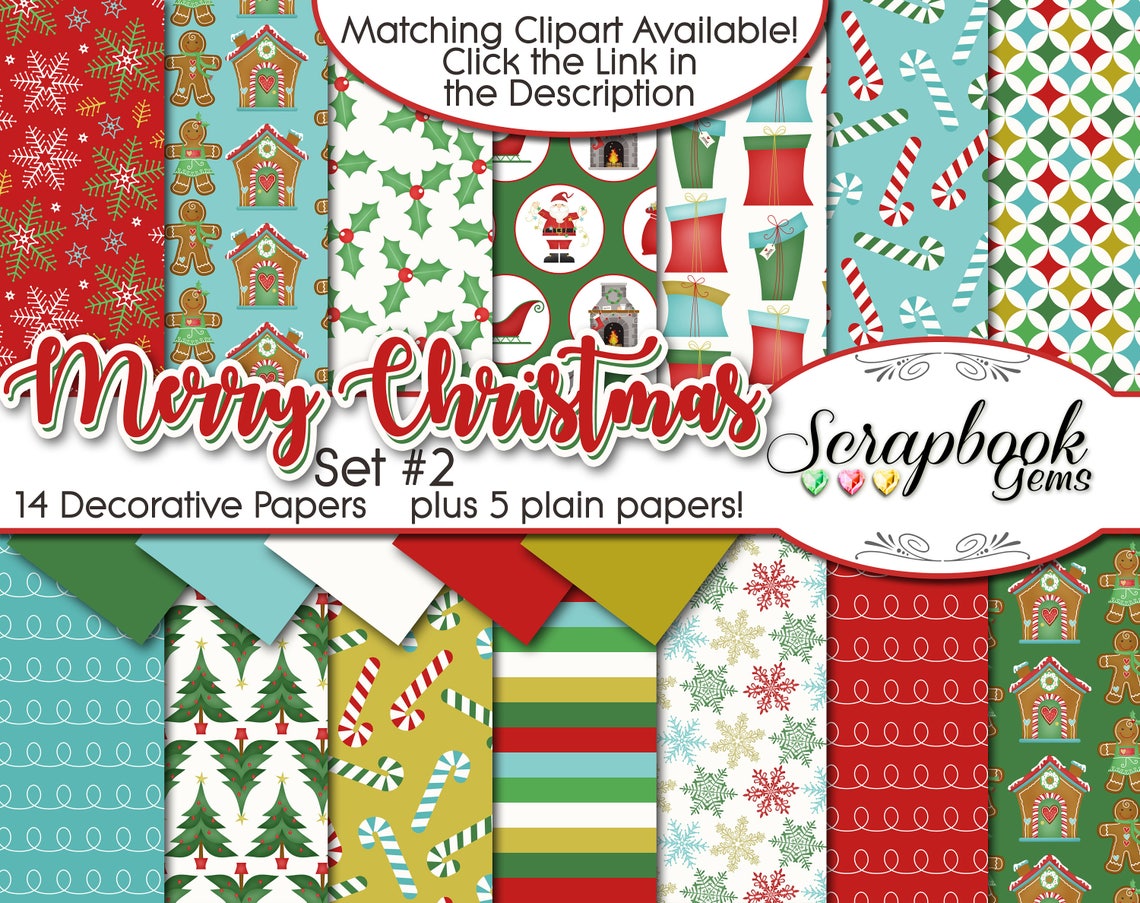 MERRY CHRISTMAS SET2 Clipart and Papers Kit 31 Png Clip - Etsy