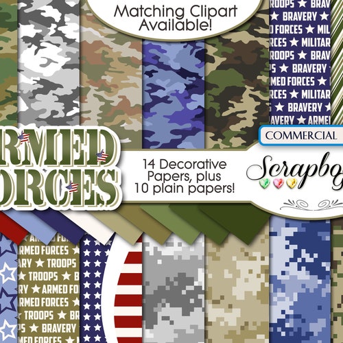 ARMED FORCES Digital Papers 24 Pieces 12 X 12 - Etsy