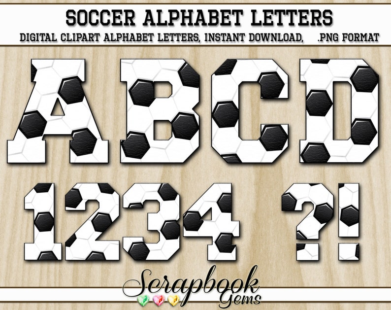 Sports Soccer Letters & Numbers Clipart 40 High Quality PNG - Etsy