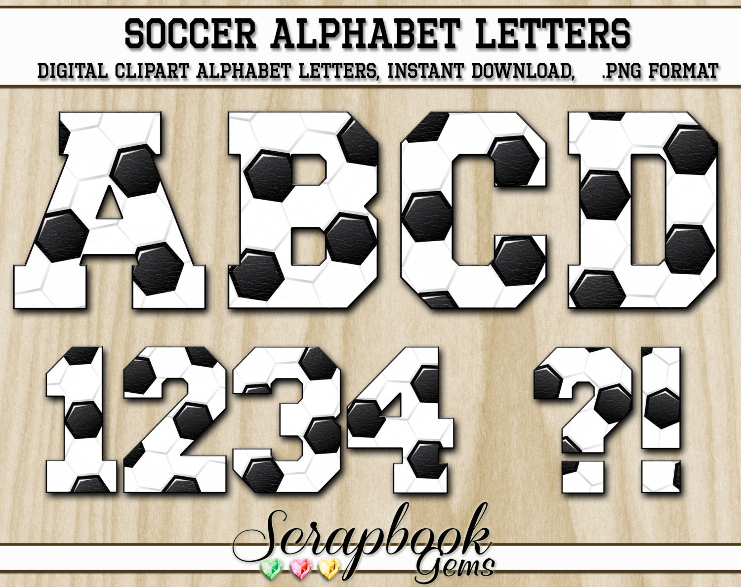 Sports Soccer Letters & Numbers Clipart 40 High Quality PNG - Etsy