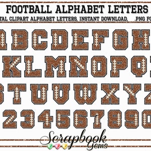 Football Sports Letters & Numbers Clipart, 36 High Quality PNG Files ...