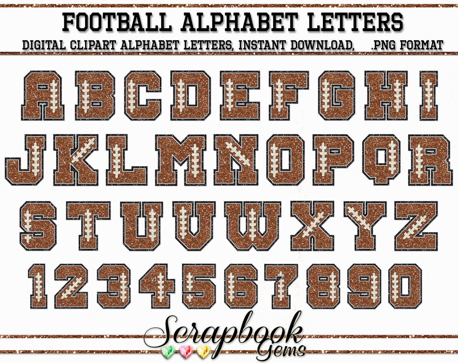Football Sports Letters & Numbers Clipart 36 High Quality PNG - Etsy
