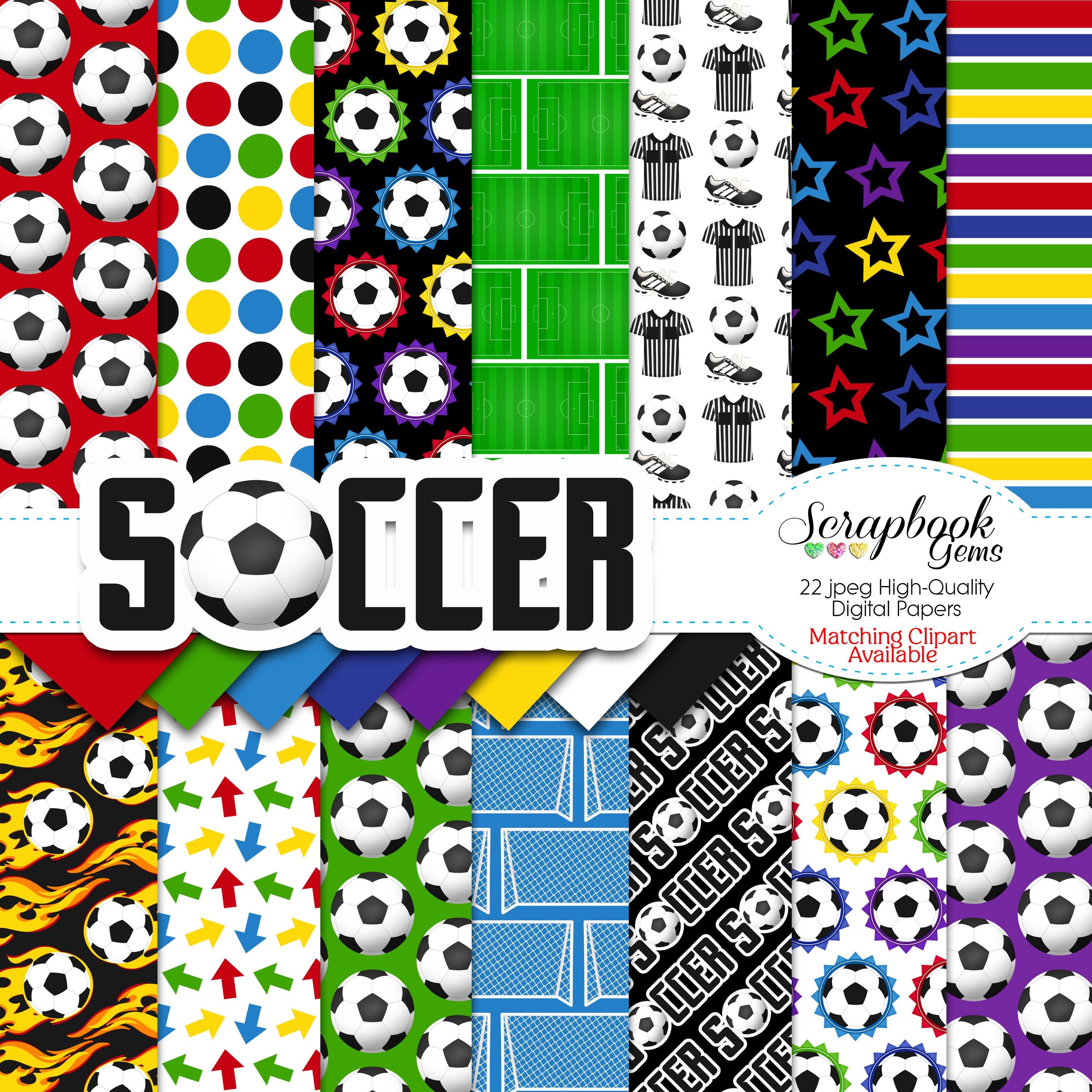 SOCCER Clipart and Papers Kit, 38 Png Clip Arts, 22 Jpeg Papers Instant ...