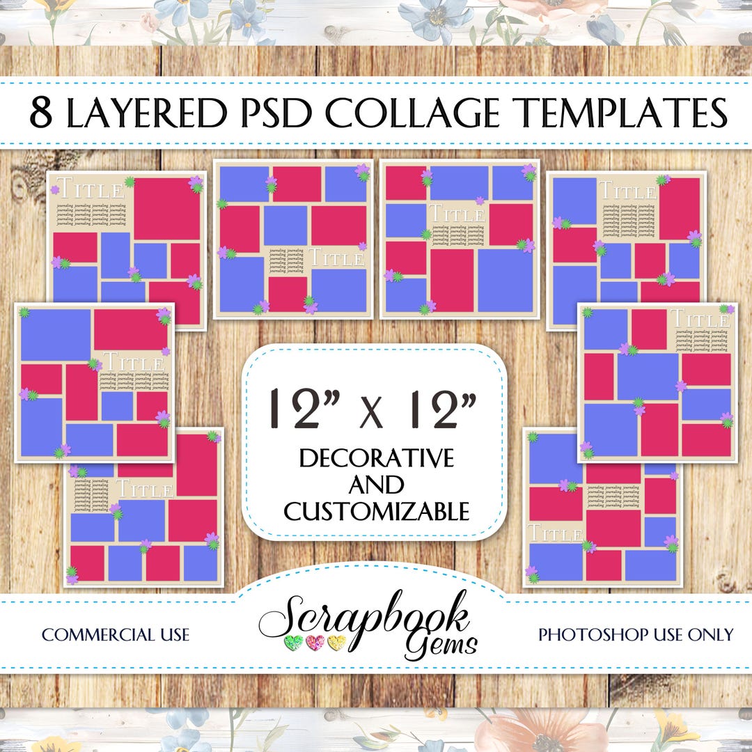 Photo Collage Scrapbook Templates Eight 12 X 12 Pocket Digital