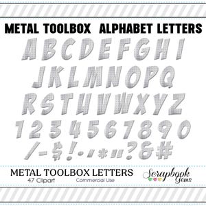 Metal Alphabet Letters, Numbers, & Symbols Digital Clipart, 47 High ...