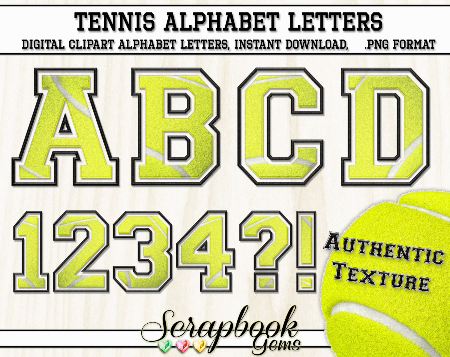 Sport Tennis Letters & getallen Clipart 40 hoge kwaliteit | Etsy