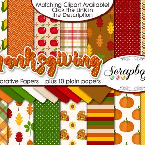 THANKSGIVING Clipart and Papers Kit, 26 Png Clip Arts, 24 Jpeg Papers ...
