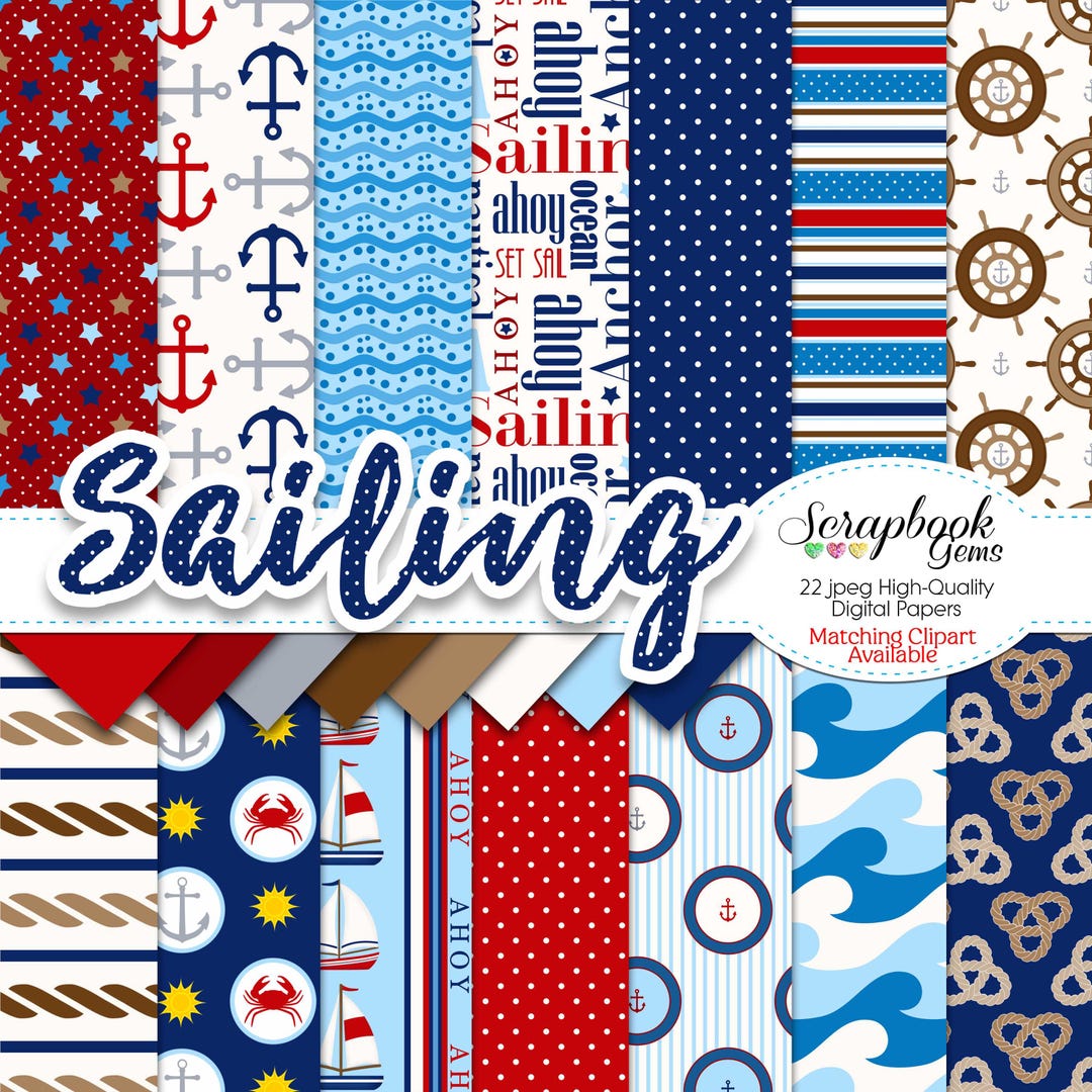 SAILING Digital Papers, 22 Pieces, 12" X 12", High Quality Jpegs ...