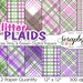 Glitter Plaid Pink Purple & Green Digital Papers 12 Pieces | Etsy