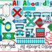 ALL ABOARD Train Clipart & Papers Kit, 25 Png Clip Arts, 20 Jpeg Papers ...