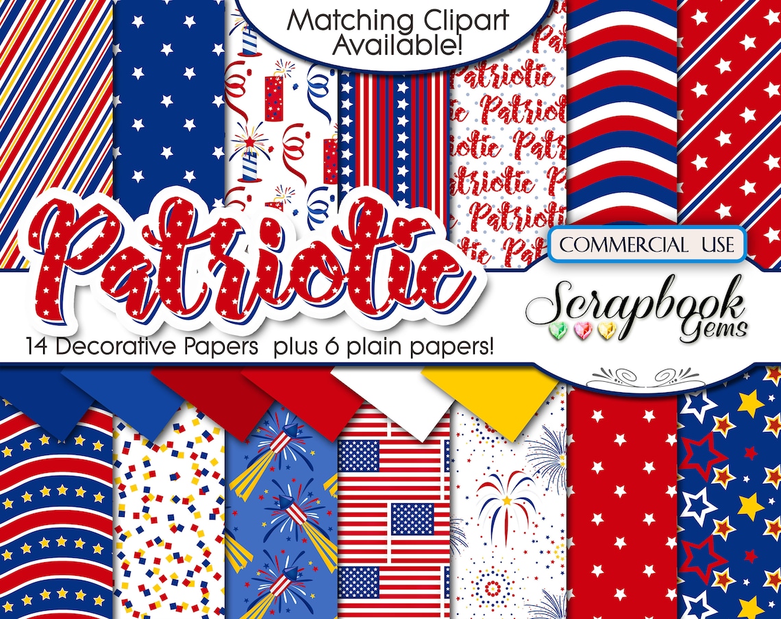 PATRIOTIC Digital Papers, 20 Pieces, 12" X 12", High Quality Jpegs ...