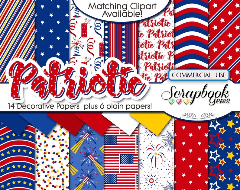 PATRIOTIC Digital Papers 20 Pieces 12 X 12 High - Etsy