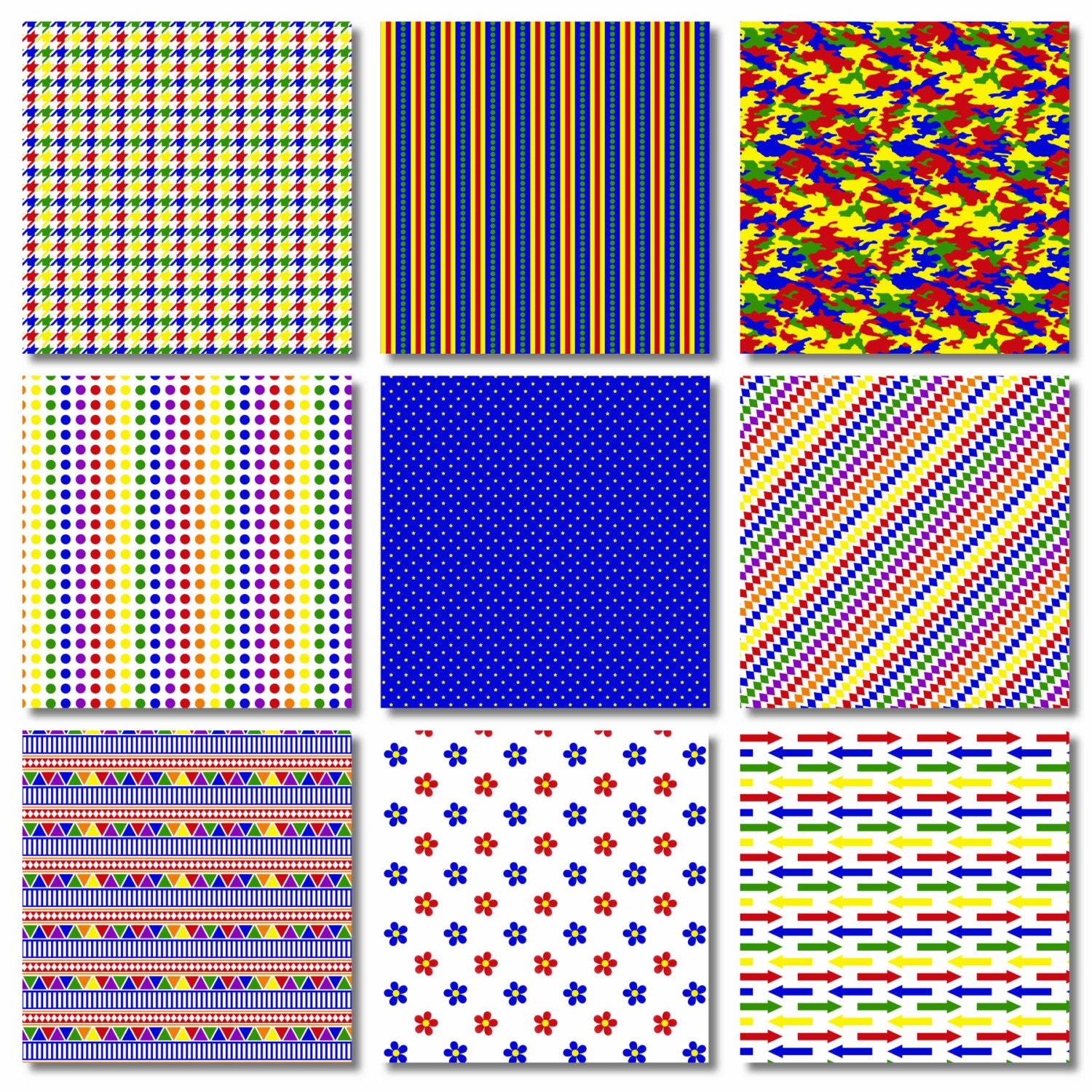 Circus Colors Digital Papers SET 2, 24 Pieces, 12" X 12" High Quality ...