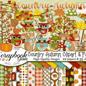 AUTUMN BUNDLE - 3 Kits in 1, 87 Cliparts & 66 Papers, Instant Download ...