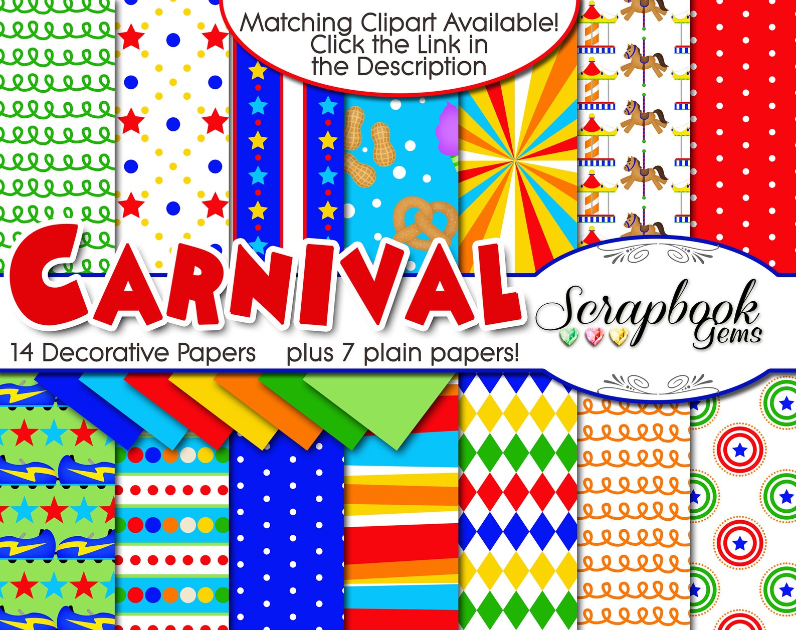 CARNIVAL Digital Papers 21 Pieces 12 X 12 High - Etsy