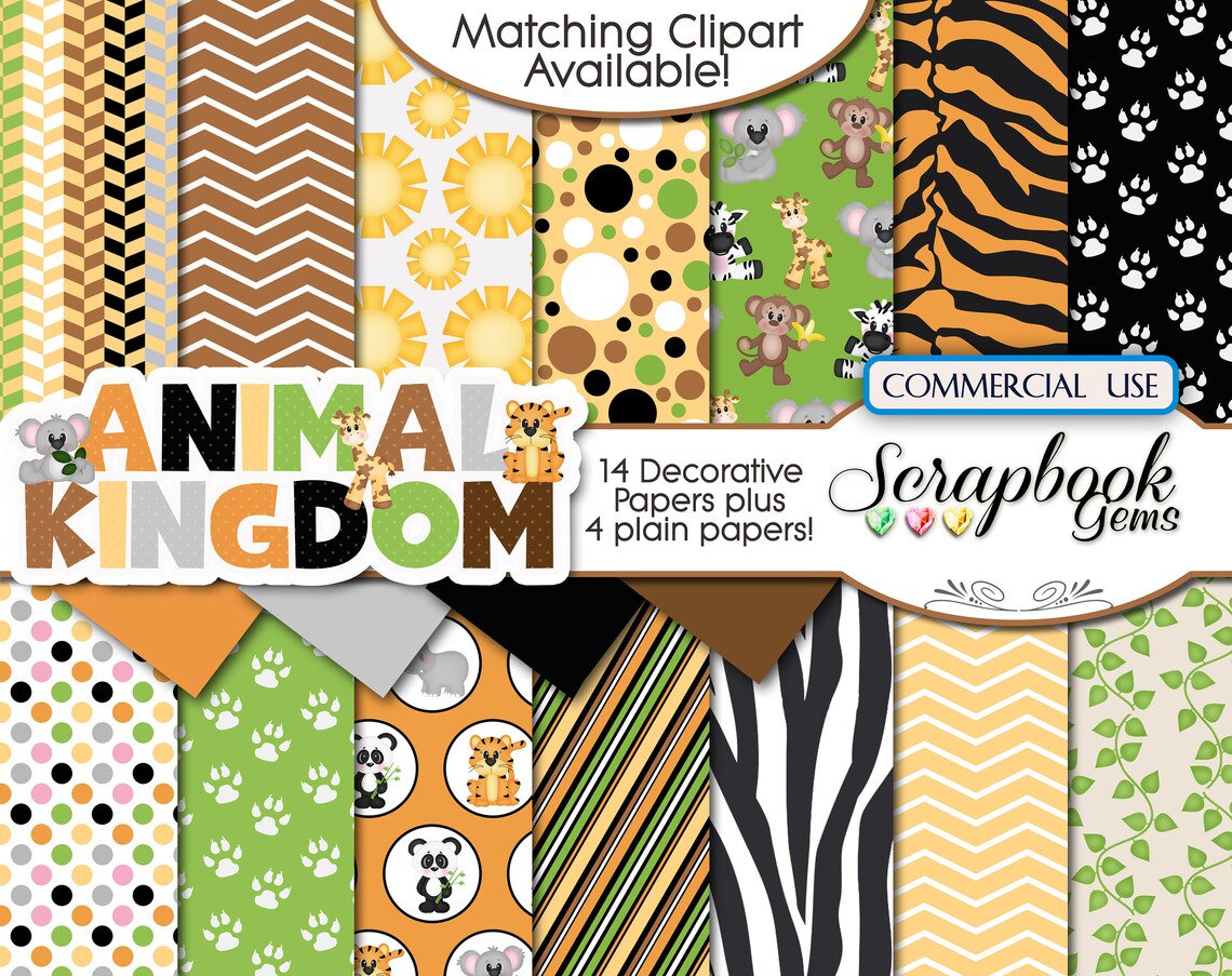 ANIMAL KINGDOM Digital Papers 18 Pieces 12 X 12 | Etsy