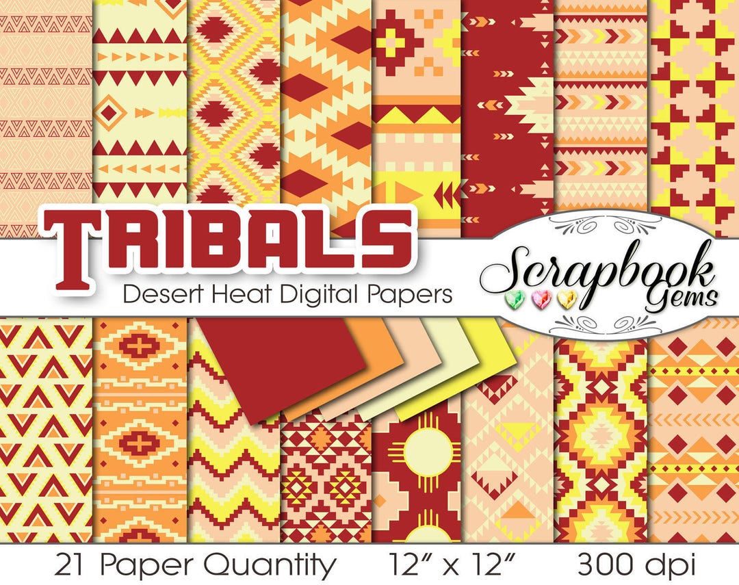 Aztec Desert Heat Digital Papers, 21 Pieces, 12" X 12", High Quality ...