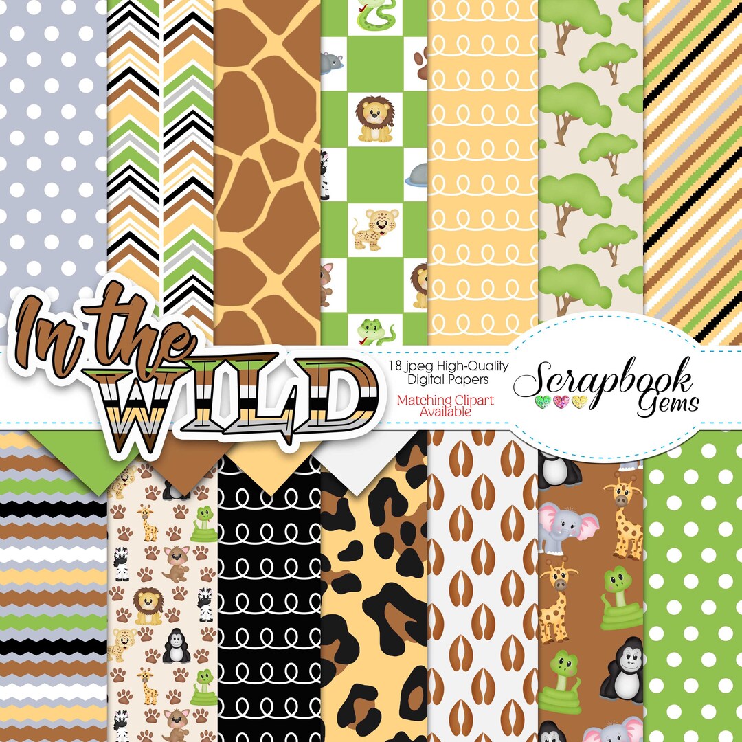 IN THE WILD Digital Papers, 18 Pieces, 12" X 12", High Quality Jpegs ...