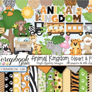 ZOO ADVENTURE BUNDLE - 2 Kits in 1, 52 Cliparts & 36 Papers, Instant ...