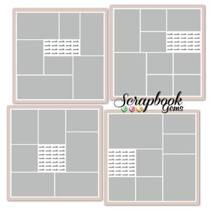 PHOTO COLLAGE Scrapbook Templates, Eight 12" X 12" Pocket Digital ...