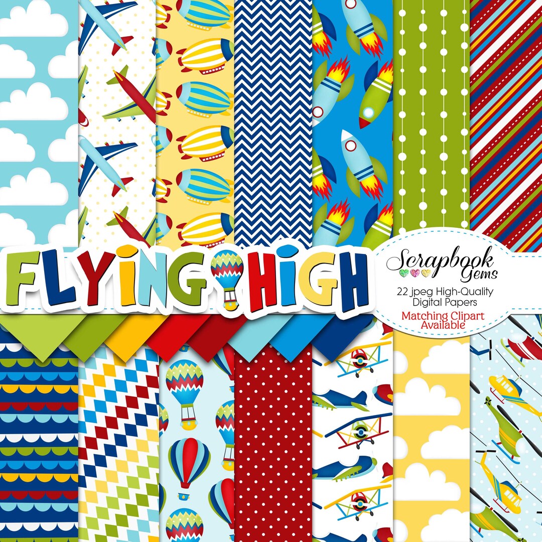 FLYING HIGH Digital Papers, 22 Pieces, 12" X 12", High Quality Jpegs ...