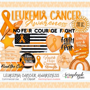 LEUKEMIA CANCER Awareness Clipart & Papers Kit, 22 Png Clipart Files ...