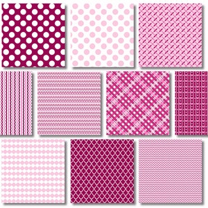 THE PINKS Coordinated Digital Papers, 20 Papers, 12" X 12", High ...
