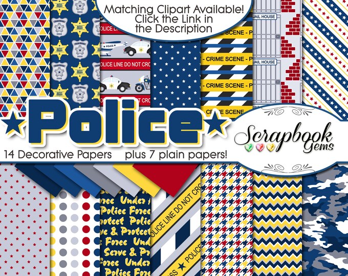 Digital Scrapbooking Boysinblue Blue Yellow Police INSTANT - Etsy