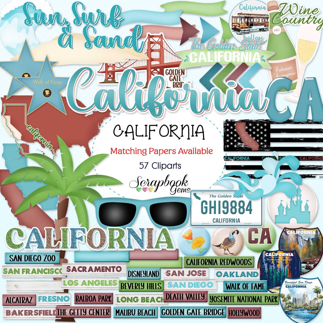 CALIFORNIA STATE Clipart, 57 Png Clipart Files, Instant Download ...