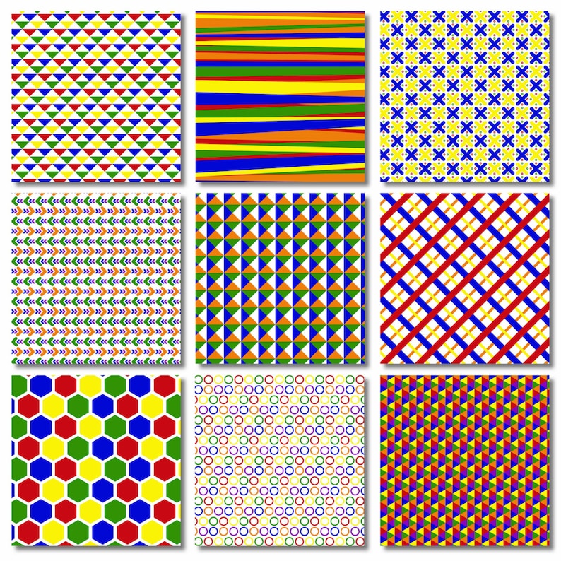 Circus Colors Digital Papers SET 2, 24 Pieces, 12" X 12" High Quality ...